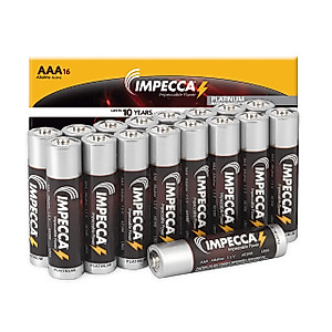 Impecca AAA Batteries High Performance Alkaline Battery Long Lasting, and Leak Resistant, LR3, Platinum Series, 16 Pack