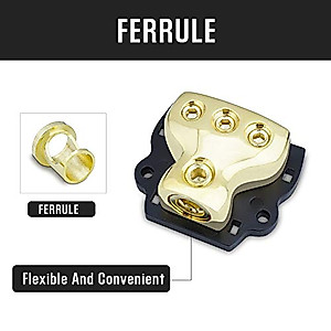 LEIGESAUDIO 0/2/4 Gauge in 4/8/10 Gauge Out Copper Amp Power Distribution Block for Car Audio Splitter (3 Way)