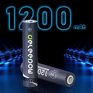 Deleepow Rechargeable AAA Batteries Lithium 1200mWh AAA Batteries Rechargeable 1.5V 1500 Cycle(Only Batteries)