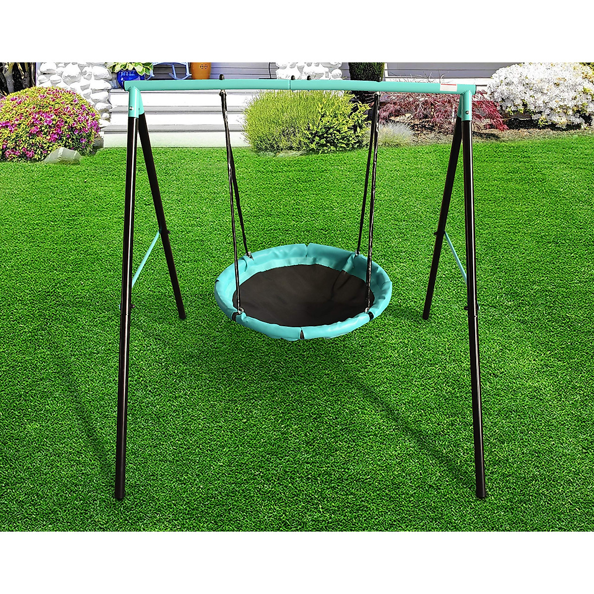 UFO A-Frame Metal Swing Set for 1 or 2 Children, Kids & Toddlers