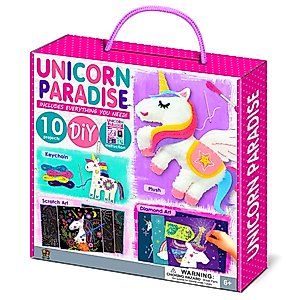 My Unicorn Paradise 4-in-1 DIY Mega Kit for Kids (10 Arts and Crafts Projects: Sewing Kits for Doll and Keychain, Scratch Art, Diamond Art) Handcraft/Creative Art/DIY Craft