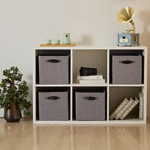 FABINADO Thickened Storage Cubes, 13x15 Inch Foldable Storage Cuby Bin with Dual Handles for Kallax, Gray, 4 Pack