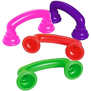 4E's Novelty Whisper Phones for Reading - Pack of 4 - Auditory Feedback, Hear Myself Sound Phone - Accelerate Reading Fluency, Comprehension & Pronunciation - Speech Therapy Materials Toys