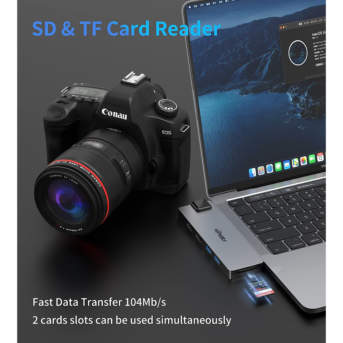 USB C Hub Multiport Adapter for MacBook Pro 2019/2018/2017, 8 in 1 USB C to Dual HDMI Adapter 4K 60Hz, 1Gbps Ethernet, SD/TF Card Reader and 100W PD Port, Dual USB 3.0 Docking Station