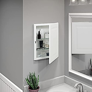 American Pride Recess-Mount Raised Panel Door Medicine Cabinet, 16" x 20", Steel Body, White
