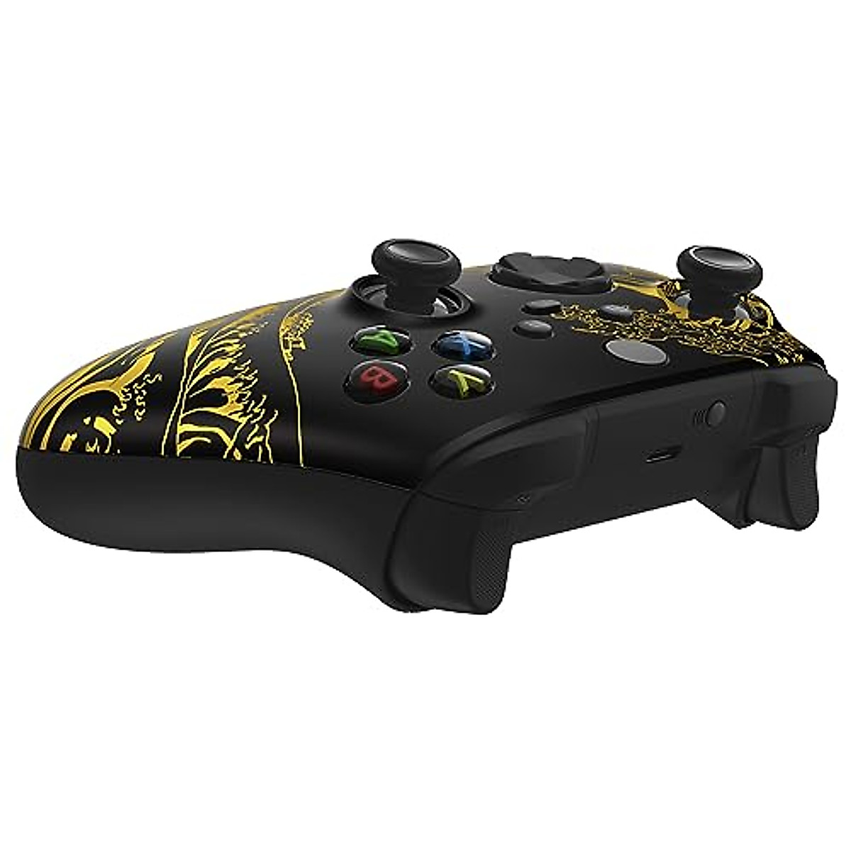 eXtremeRate The Great Golden Wave Off Kanagawa - Black Housing Shell for Xbox Series X & S Controller Model 1914, Custom Replacement Cover Faceplate for Xbox Core Controller - Controller NOT Included