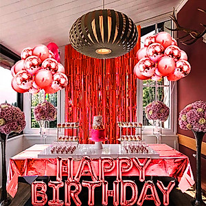 Acuteye Red Foil Fringe Curtain 3.3×8.3FT 2 Packs, Metallic Tinsel Curtains Party Streamers for Birthday Graduation Baby Shower Decoration (2pcs,3.3FT×8.3FT, Red)