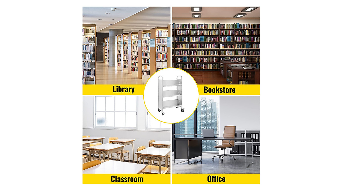 VEVOR Rolling Book Cart - Space-Saving Library Solution