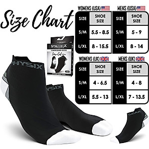 Physix Gear Sport Low Cut Socks Men & Women - Ankle Compression Running Socks (2Pair Blk-Wht L/XL)