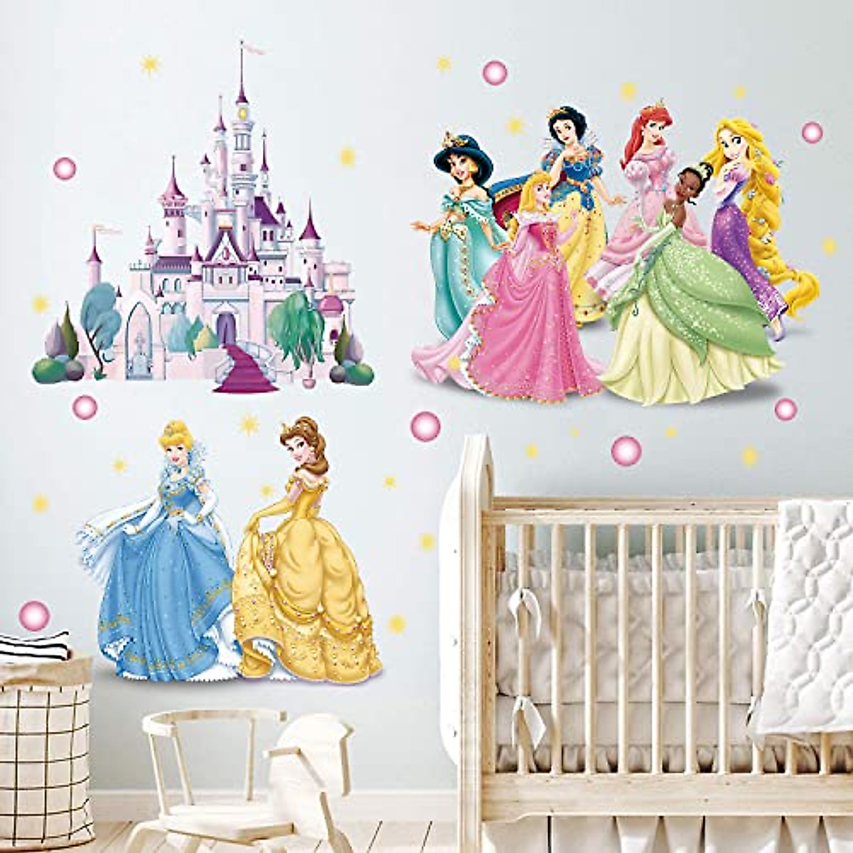 Supzone Princess Wall Stickers Castle Wall Decal Girls Wall Décor DIY Removable Wall Art Sticker for Baby Kids Nursery Girls Bedroom Living Room Playroom Wall Decoration