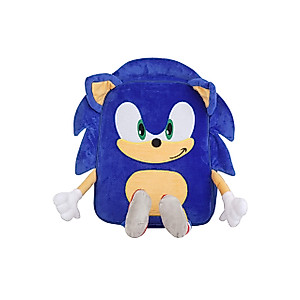 AI ACCESSORY INNOVATIONS Sonic The Hedgehog Backpack for Boys, Plush Padded Bookbag with Adjustable Shoulder Straps, Sonic Schoolbag with 3D Arms, Legs and Ears, Durable School Bag for Kids, Blue