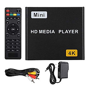 HDMI Media Player,4K 1080P Full HD Digital Media Player Support HDMI/AV Output,Play Video and Photos with USB Drive/SD Cards/External Devices For Android(US Plug)