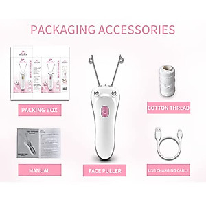 Ladies Facial Hair Remover Electric Women's Beauty Epilator, Cordless Electric Facial Threading Hair Removal for Women, Rechargeable Face Hair Remover Cotton Thread Epilator Body Hair Removal Device