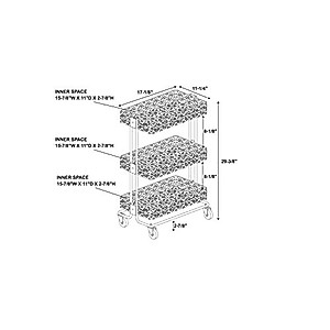 Linon Cream Three Tier Metal Rolling Melissa Cart, 29.5" x 17" x 11"