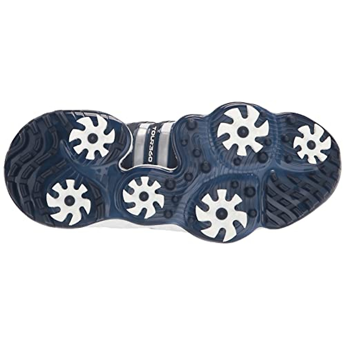 adidas Men's TOUR360 22 Golf Shoes, Footwear White/Silver Metallic/Team Navy Blue, 10