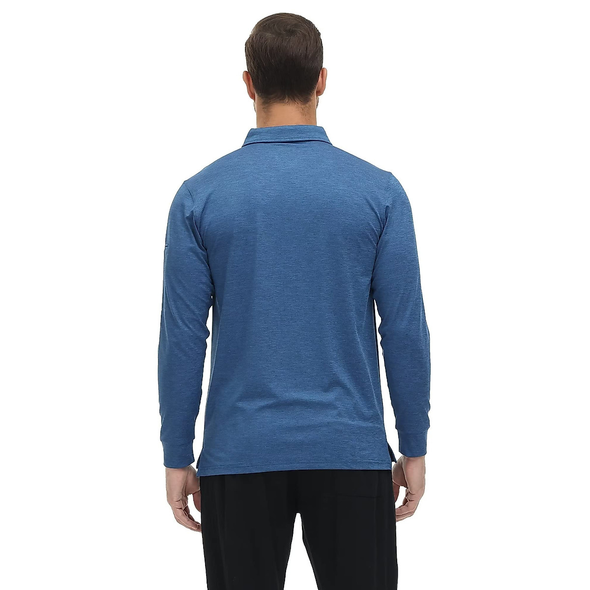 KEFITEVD Tactical Polo Military Shirt for Men Dry Fit Golf Polo Outdoor Performance Polo Shirts Mens Long Sleeve T Shirts Breathable Shirts Dark Blue