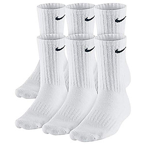 NIKE Dri-Fit Training Cotton Cushioned Crew Socks (Large, White)