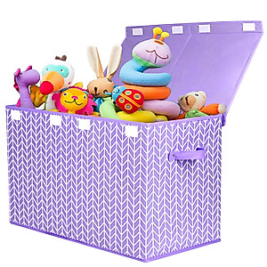 Mayniu Large Toy Box Chest Storage Bins with Lid, Toys Organizers Storage Boxes Basket with Sturdy Handles for Boys, Girls, Nursery, Playroom, Closet, Bedroom