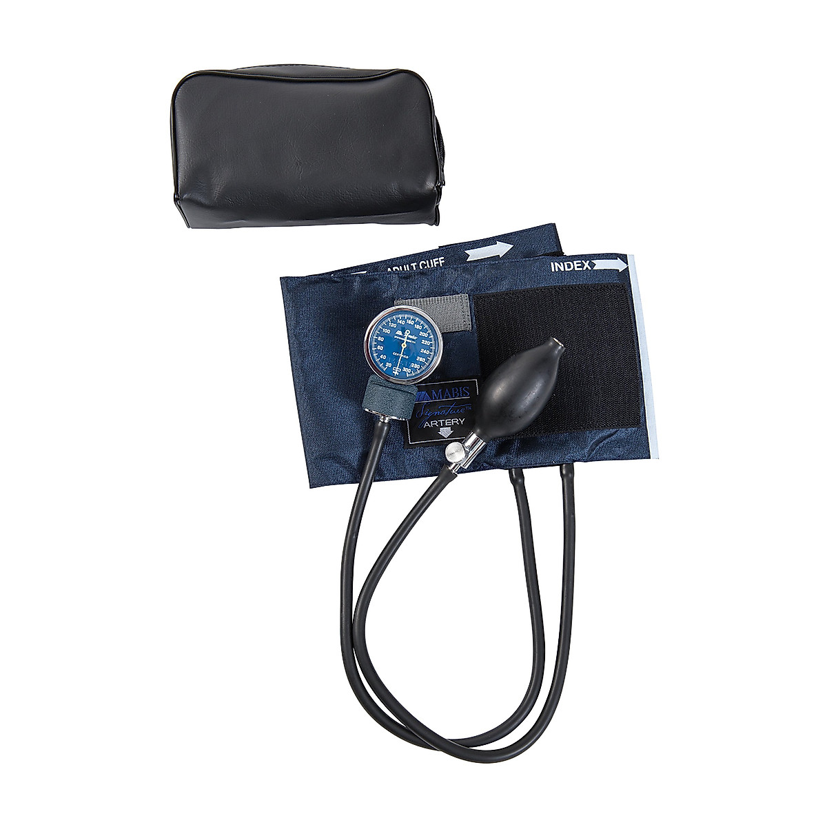 MABIS Aneroid Sphygmomanometer Blood Pressure Gauge Large Adult Cuff for Home Use, Blue