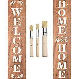 Penta Angel Wooden Stencil Brush Set 3Pcs Natural Bristle Template Paint Brushes for Acrylic Oil Watercolor Art Painting on Wood Wall Paper and Crafts Project DIY