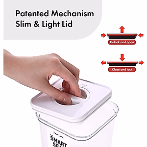 Neoflam Airtight Smart Seal Food Storage Container (Set of 3) | Crystal Clear Body | Modular, Stackable, Nestable Design | Easy to Clean, BPA Free (2.7L, Rectangular)