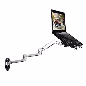 XSJ8013WT Wall Mount Laptop Holder Ultra Long Arm Aluminum Mechanical Spring Full Motion Laptop Mount Arm Monitor Holder Lapdesk (Silver)