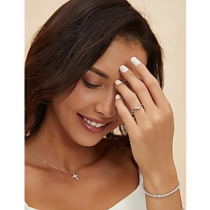 Mameloly Wedding Bands for Women Pear & Round Shaped CZ Cubic Zirconia Curved Stackable Engagement Rings for Her Size 7