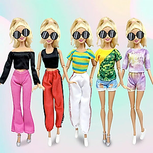 28 Pack Girl Dolls Clothes and Accessories, 2 Storytelling Pajamas, 3 Fashion Dresses, 3 Clothing Outfits, 10 Shoes, Travel Set for 11.5 inch Dolls, Mini School Supplies