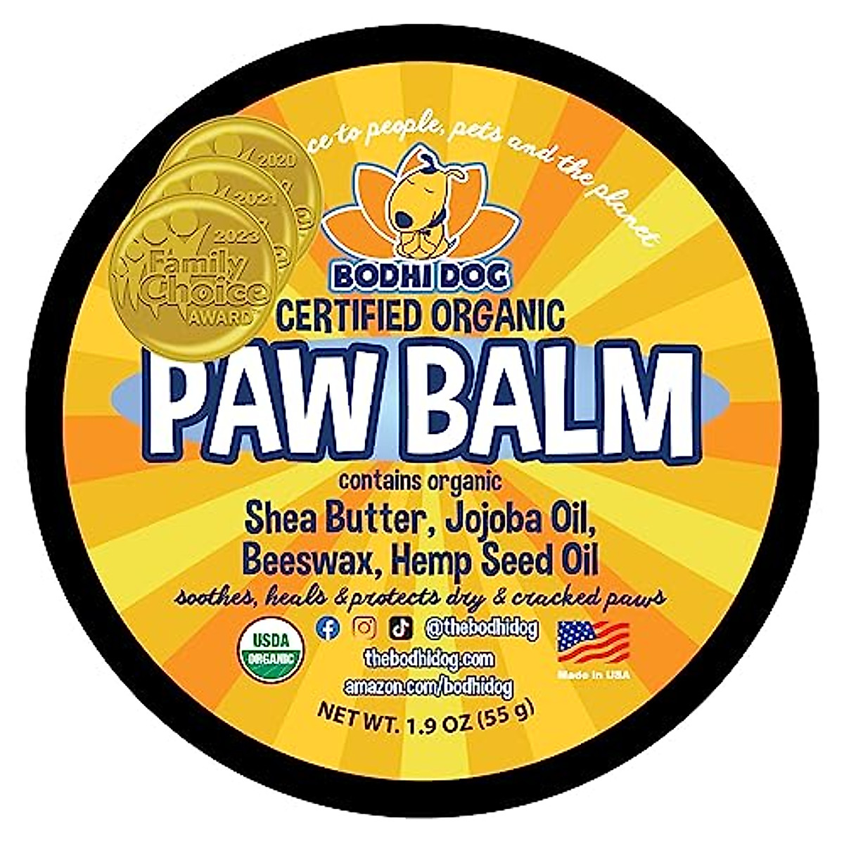 Organic Paw Balm for Dogs & Cats | All Natural Soothing & Healing for Dry Cracking Rough Pet Skin | Protect & Restore Cracked and Chapped Dog Paws & Pads | Better Than Paw Wax (Paw Balm, 2 oz)