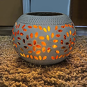 Solar Table Lights Outdoor Waterproof - Dancing Flickering Flame Lamp White Metal Tabletop Light Solar Powered Decorative Lighting Lantern for Desk Bedroom Patio Garden Pathway Yard (1 Pack)