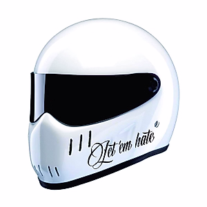 STICKY DUDE 2 Pieces Let 'em Hate Motorcycle Black Helmet Sticker Biker Rider | 7x2inch
