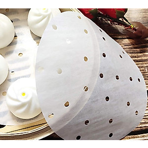 SHUAXI Air Fryer Liners (100+100 Pack) 7 inch and 9 inch Bamboo Steamer Liner,Perforated Parchment Paper Non-stick Basket Mat,Perfect for AirFryers/Steaming/Baking/Cooking.