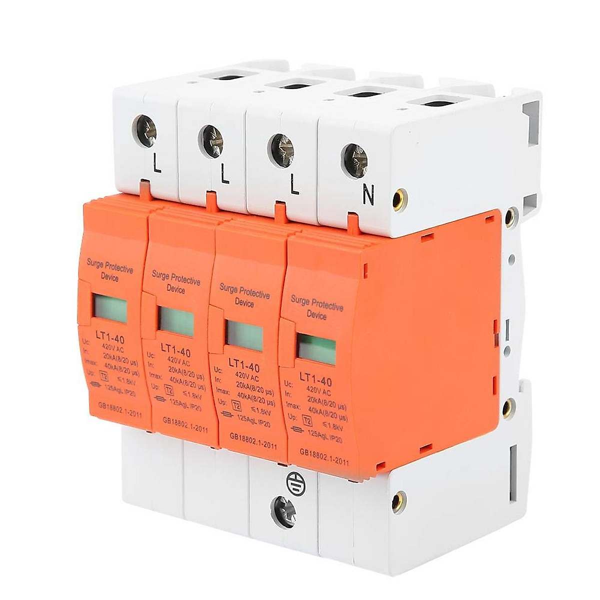 Oumefar 4 Pole AC 420V House Protector 40KA Low-Voltage Arrester Device DIN Rail Protection Device for Lightning Protection