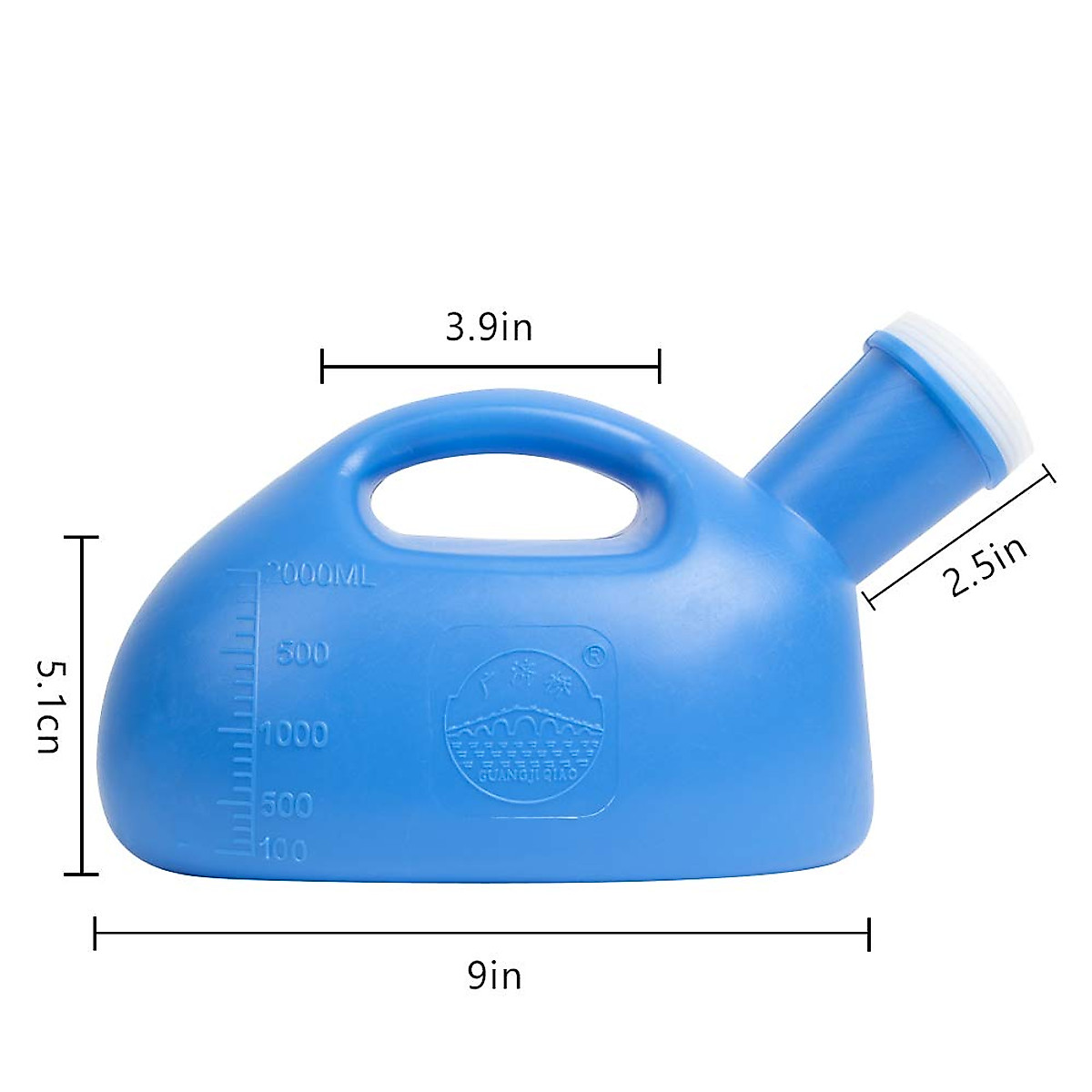 Portable Urinal for Women & Men, OOCOME Urinal Bottle Spill Proof Bedside Urinals 2000ml Travel Camping Urinal Toilet Pee Bottle with Long Hose (Blue)