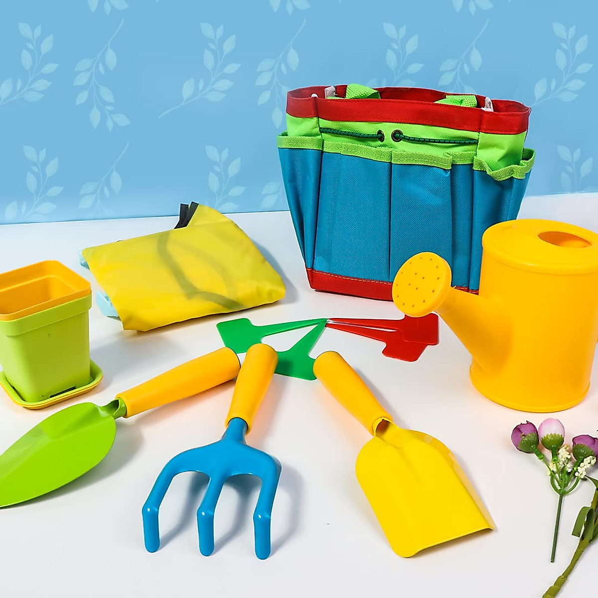 Meland Kids Gardening Tools - Toddler Garden Tools Set - Shovel, Rake, Trowel, Watering Can, Gardening Gloves - Garden Toys Gift for Preschool Boys & Girls
