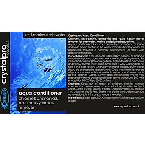 Crystalpro Aqua Conditioner 16.9 Oz - Treats 2650 Gallons Neutralizes Chlorine Ammonia In Tap Water - Additional Minerals To Reduce Stress - For All Aquariums Water Conditioner for Freshwater Aquarium