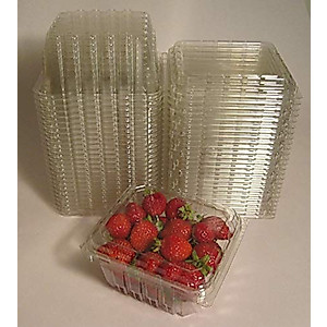 Plastic Clamshell Containers for Berries, Cherry Tomatoes, and Other Small Produce - 1 Pint Size (Pack of 50)
