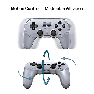 8Bitdo Pro 2 Bluetooth Gamepad for Switch/Switch OLED, PC, macOS, Android, Steam & Raspberry Pi with Storage Case (Gray Edition)