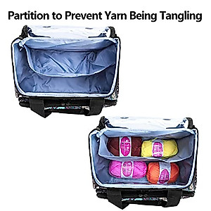 LoDrid Small Yarn Storage Bag with 2 Grommets, Portable Knitting Tote for Knitting Kit & Crochet Accessories, Yarn Project Organizer for Knitting Supplies Set for Adults & Kids, Totem (Bag Only)