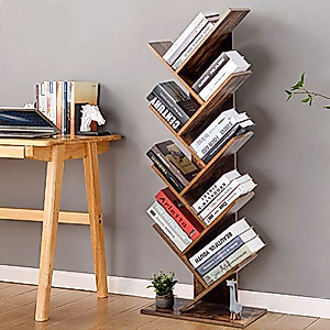 Tangkula 55-Inch Tree Bookshelf, 9-Shelf Free Standing Tree Bookcase, Bookshelves for Home Living Room Office Children’s Room, Display Stand for CDs/Albums/Books, w/Anti-toppling Device (Rustic Brown)