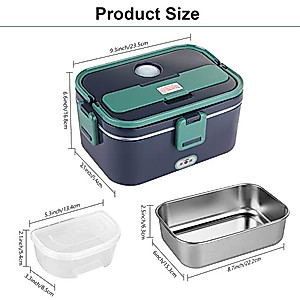 Liangding Electric Lunch Box Food Heater, Upgrade 70W 1.8L Faster Food Warmer 12V 24V 110V Portable Heated Lunch Boxes for Car/Truck/Home Self Heating Box with Carry Bag and Fork & Spoon