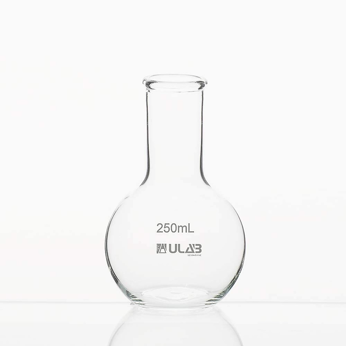 ULAB Boiling Flask of Flat Bottom Set, 4pcs of Vol.250ml, Borosilicate 3.3 Glass Material, UBF1009