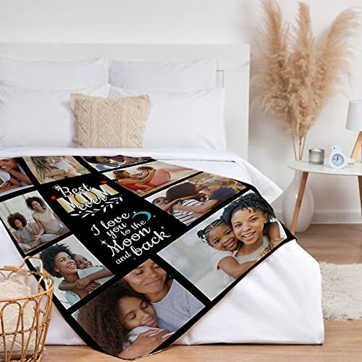 Lcyawer Customized Mother's Day Birthday Gifts, Custom Blanket with Photo, Personalized Blanket with Picture Collage, Unique Gifts for Mom from Daughter Son Husband, Valentines Day