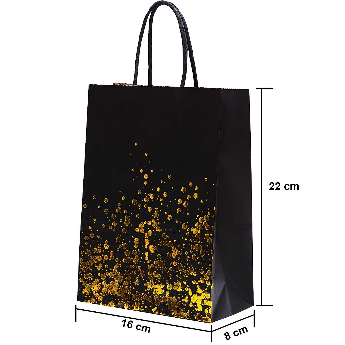 Cooraby 30 Pieces Bronzing Gold Black Paper Kraft Black Polka Dot Paper Bags Party Bags Gold Bags Hen Party Bags with Handle for Party Favors