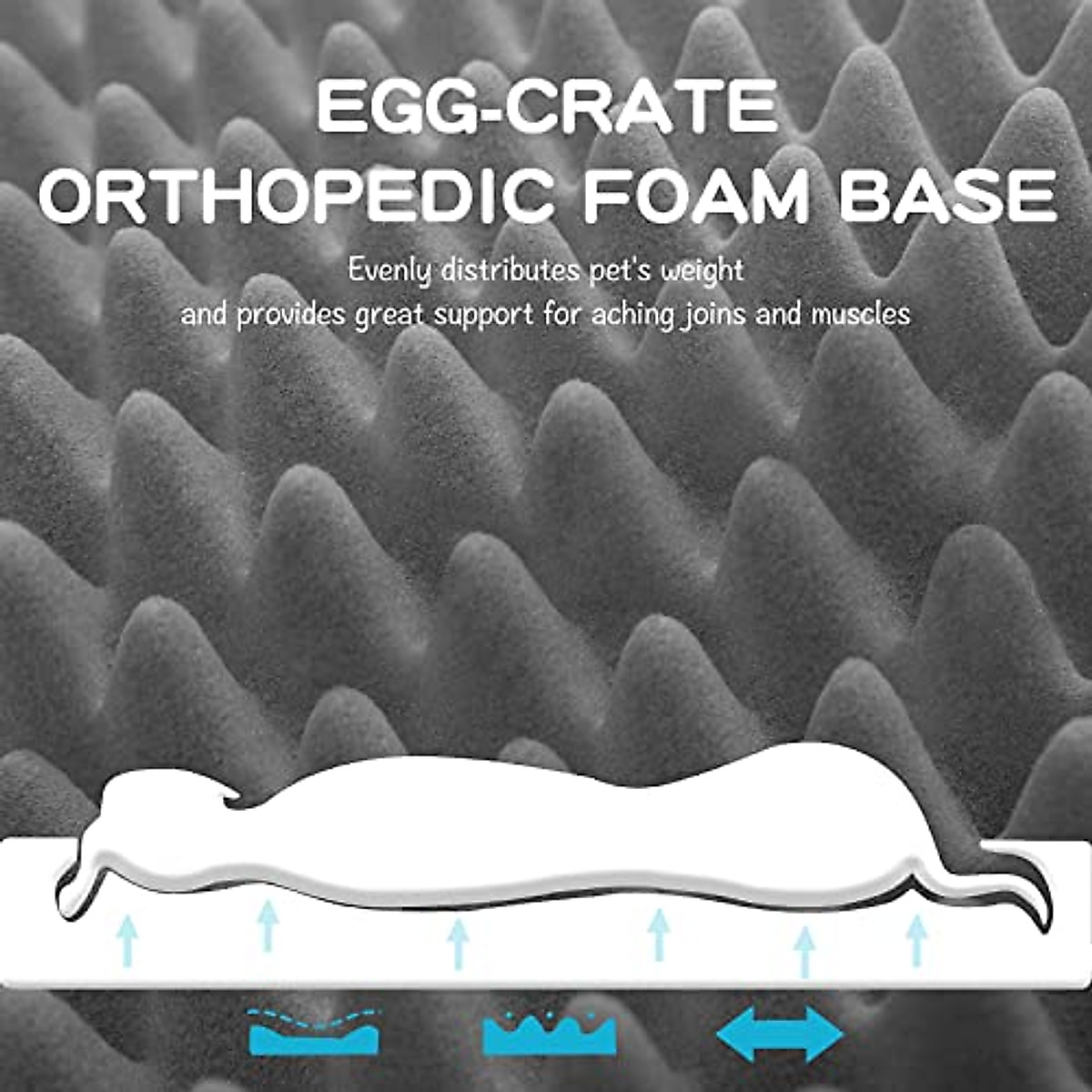 Dog Bed Mats for Large Big Dog - Orthopedic Dog Pet Durable Crate Bed Mattress of Thick Egg Foam Crate, Rose Plush Washable Cover, Waterproof Lining and Non-Slip Bottom(L(36''x27''x3''), Grey Side)