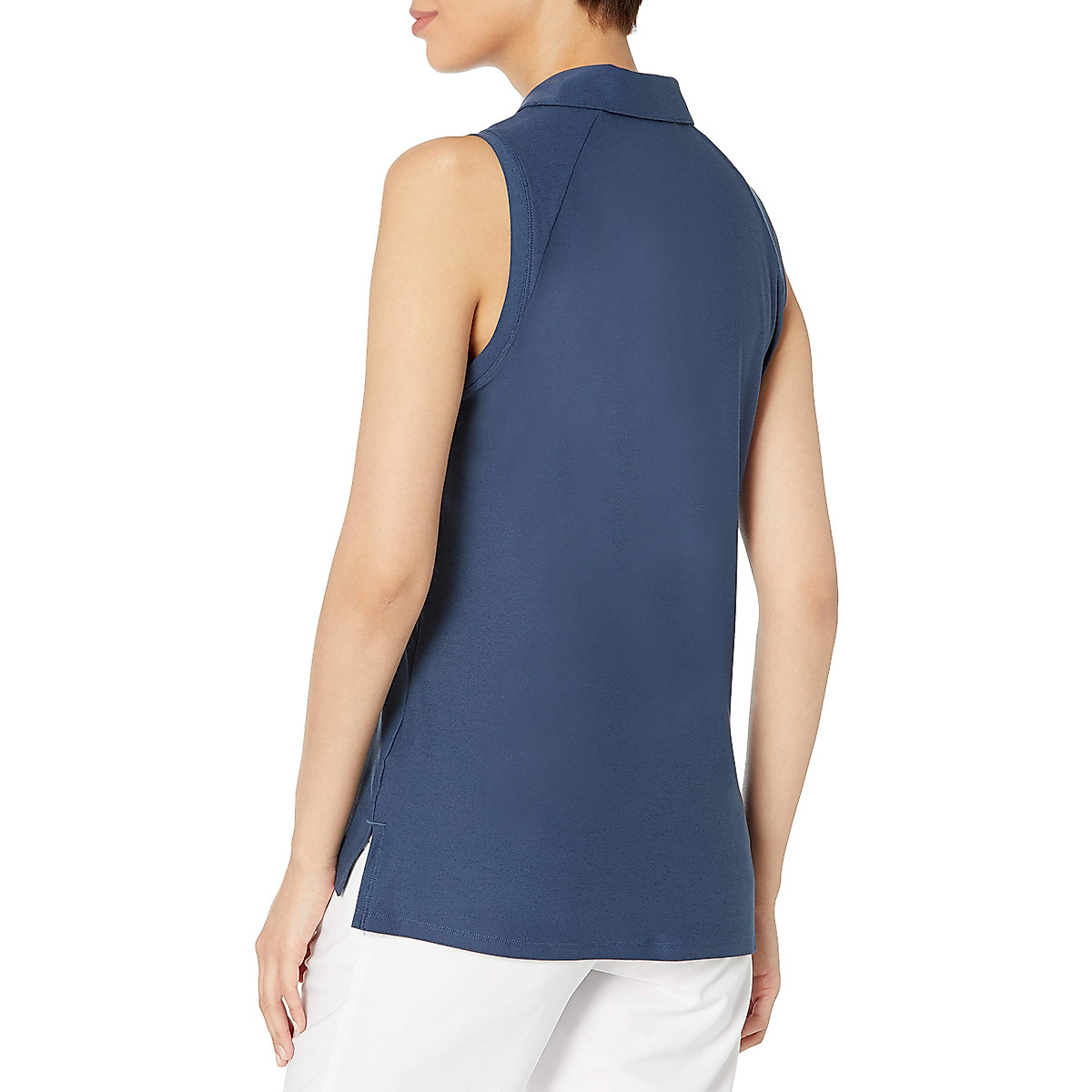adidas Golf Women's Go-to Sleeveless Primegreen Polo Shirt, Navy, Large