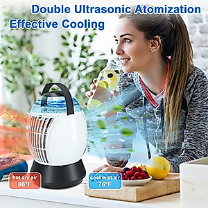 Portable Air Conditioner Fan,120° Rotatable Personal Air Cooling Fan with 3 Speeds & 4 Cool Mist,Evaporative Air Cooler with Humidifier for Room,Bedroom,Office,Desk,Living Room,Camping