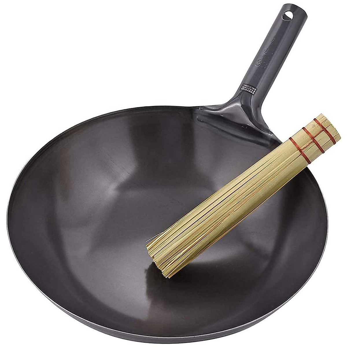 TIKUSAN Bamboo Wok Brush with Copper Coil for Pan, Pot, Palate Skillet Cleaning Whisk (8.3")