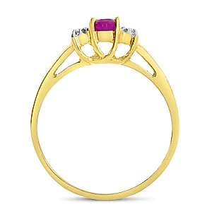 Direct-Jewelry 10k Yellow Gold Round Ruby And Diamond Ring (Size 7)