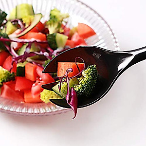 72pcs Plastic Serving Utensils Heavy Duty Disposable Serving Tongs Black Disposable Serving Set 10" Spoons 10" Forks 6" Tongs Each 24pcs Supernal